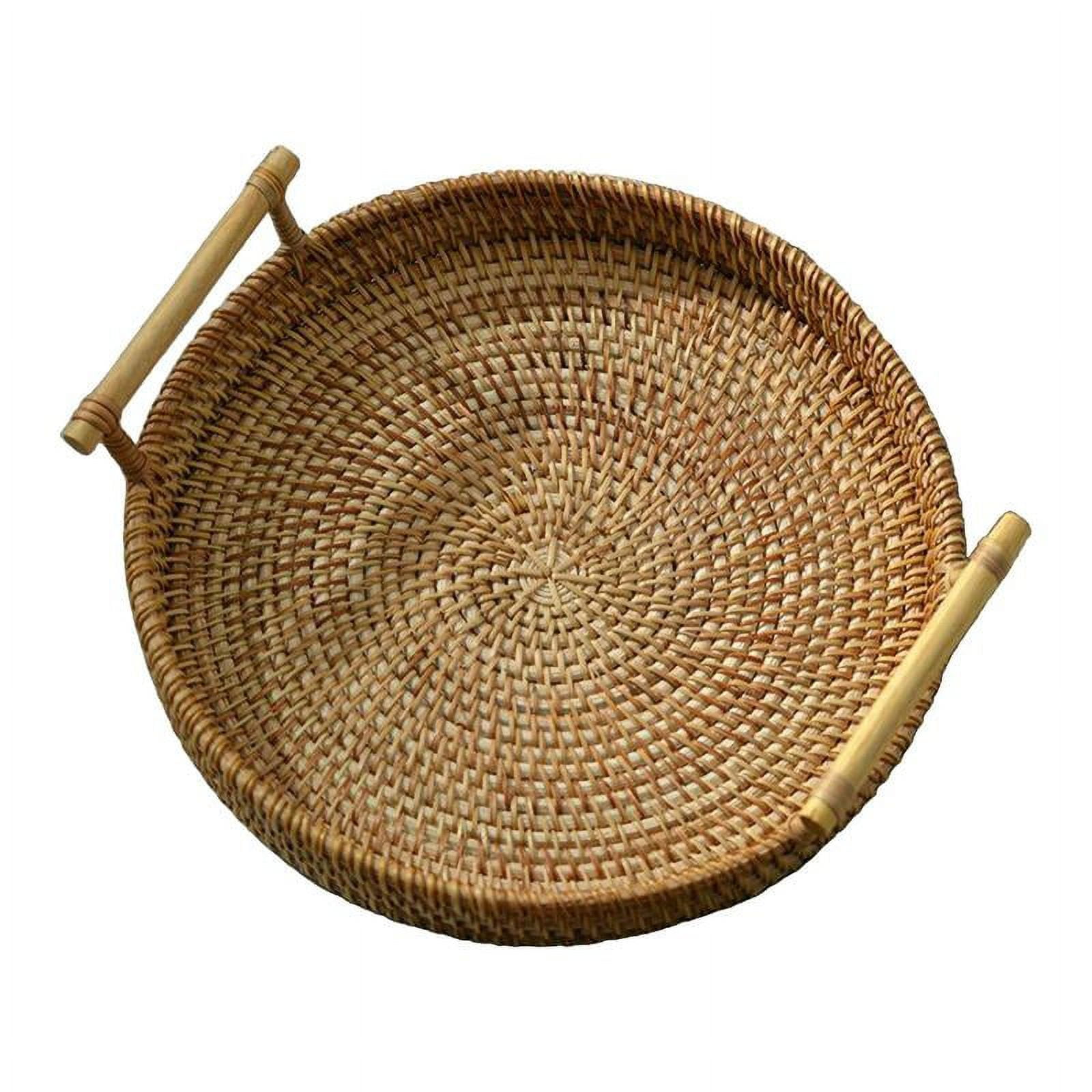 Rattan Round Bread Serving Basket Handcrafted Bread Serving Tray ...
