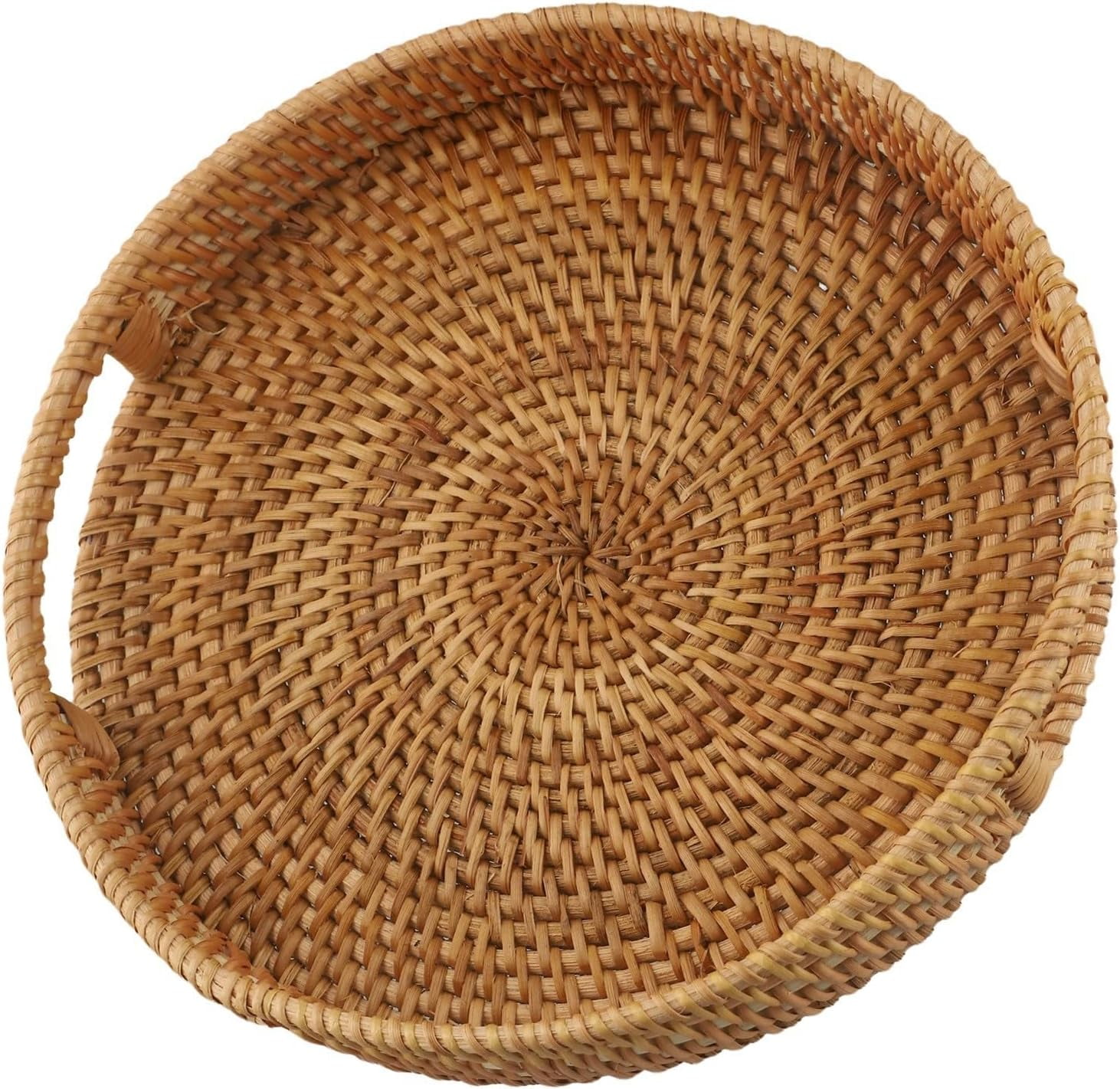 Rattan Round Serving Tray, Rattan Hand Woven Serving Trays with Cut ...