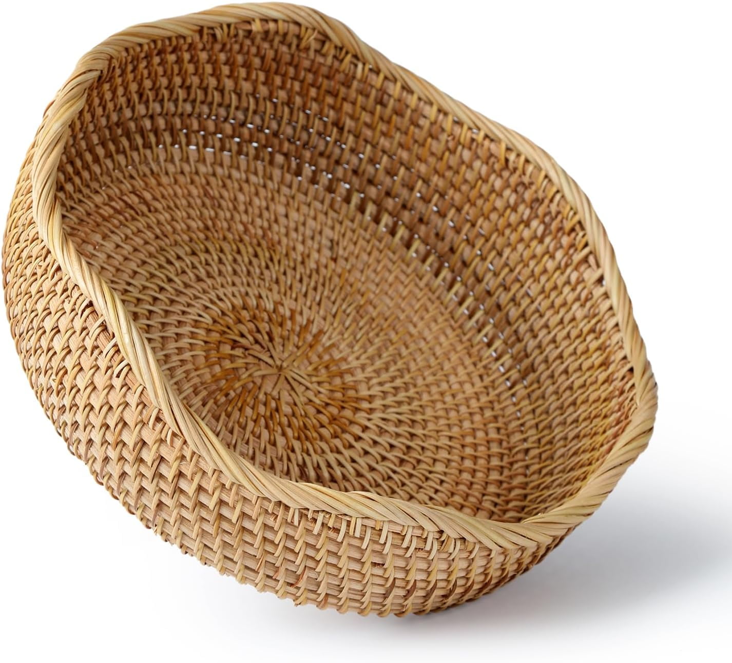 Rattan Scalloped Bread Basket, Round Fruit Baskets, Wicker Storage ...