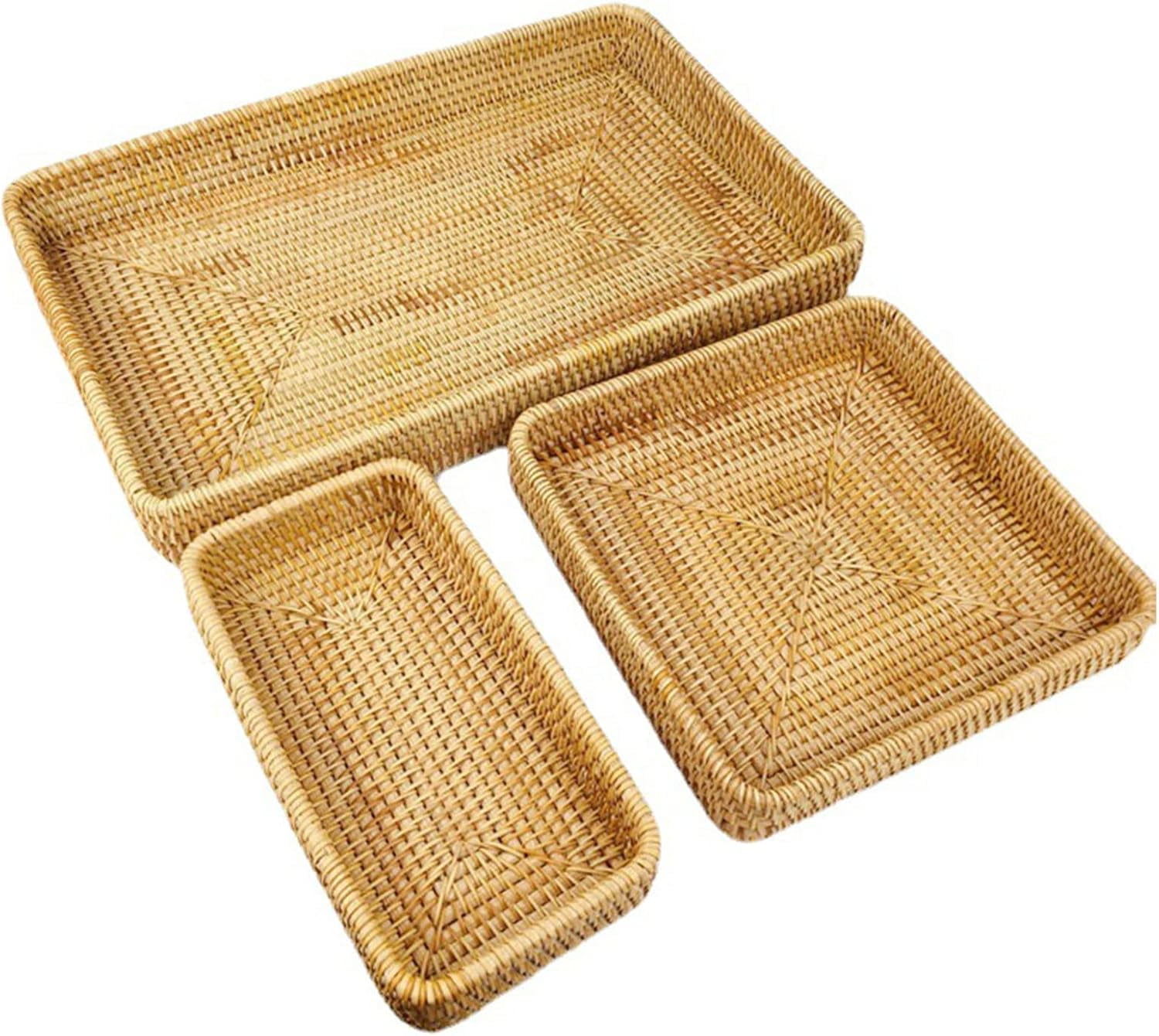 Rattan Serving Tray, Basket Organizer Tray, Rectangle Tabletop ...