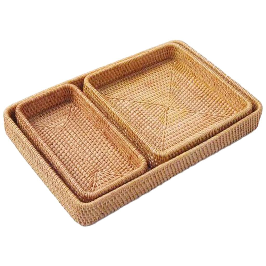 Rattan Serving Tray Ottomans Style Rectangular Hand Woven Serving ...