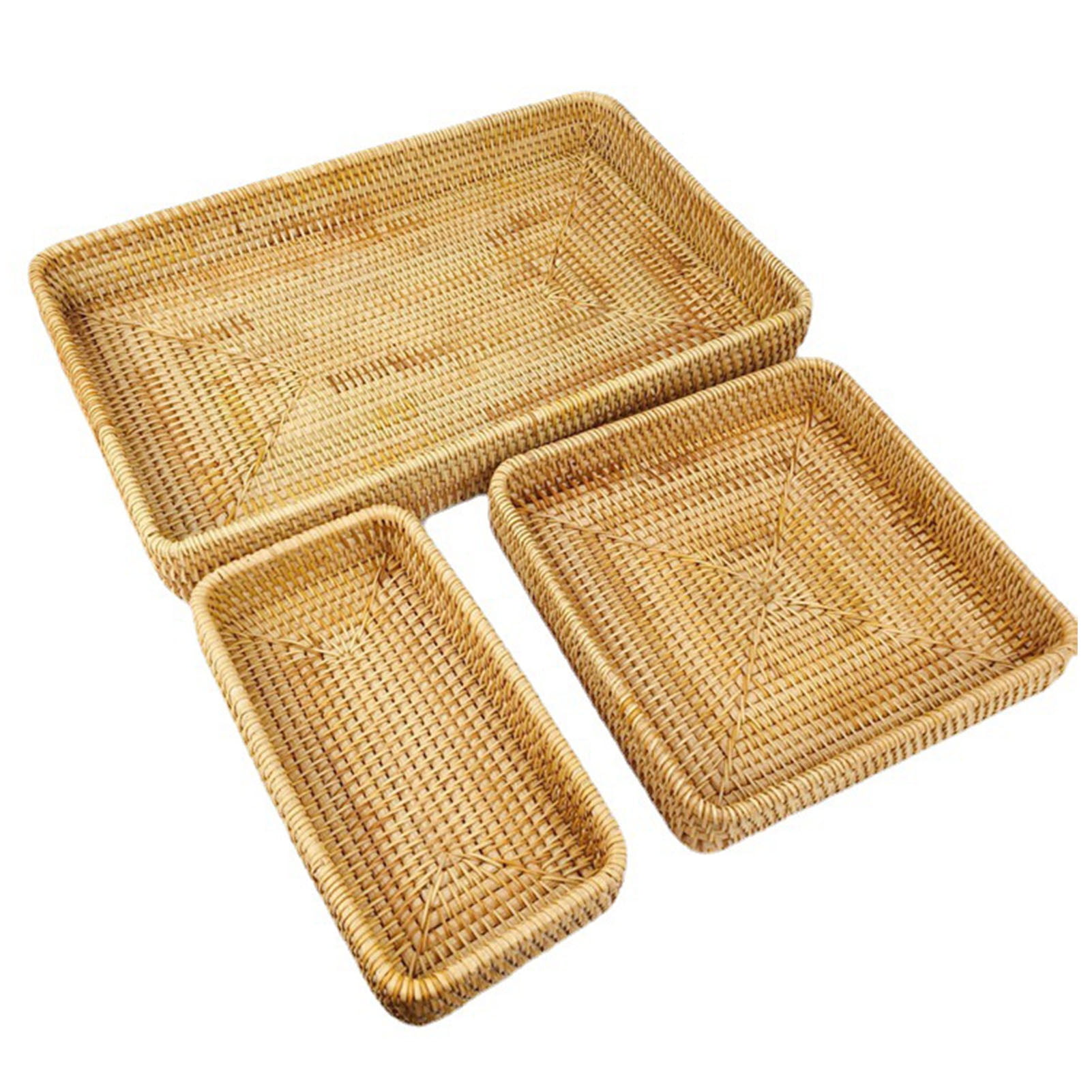 Rattan Serving Tray, Rectangle Rattan Serving Tray Hand Woven Bathroom ...