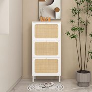 Dextrus White Shoe Cabinet, Modern Entryway Shoe Rack, Tipping Bucket ...