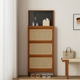 Rattan Shoe Cabinet, Free Standing Shoe Rack with 3 Flip Drawers ...