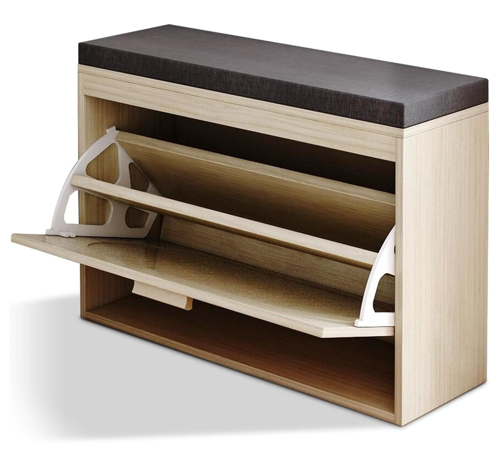 Rattan Shoe Storage Bench with Seat Cushion, Entryway Bench with ...