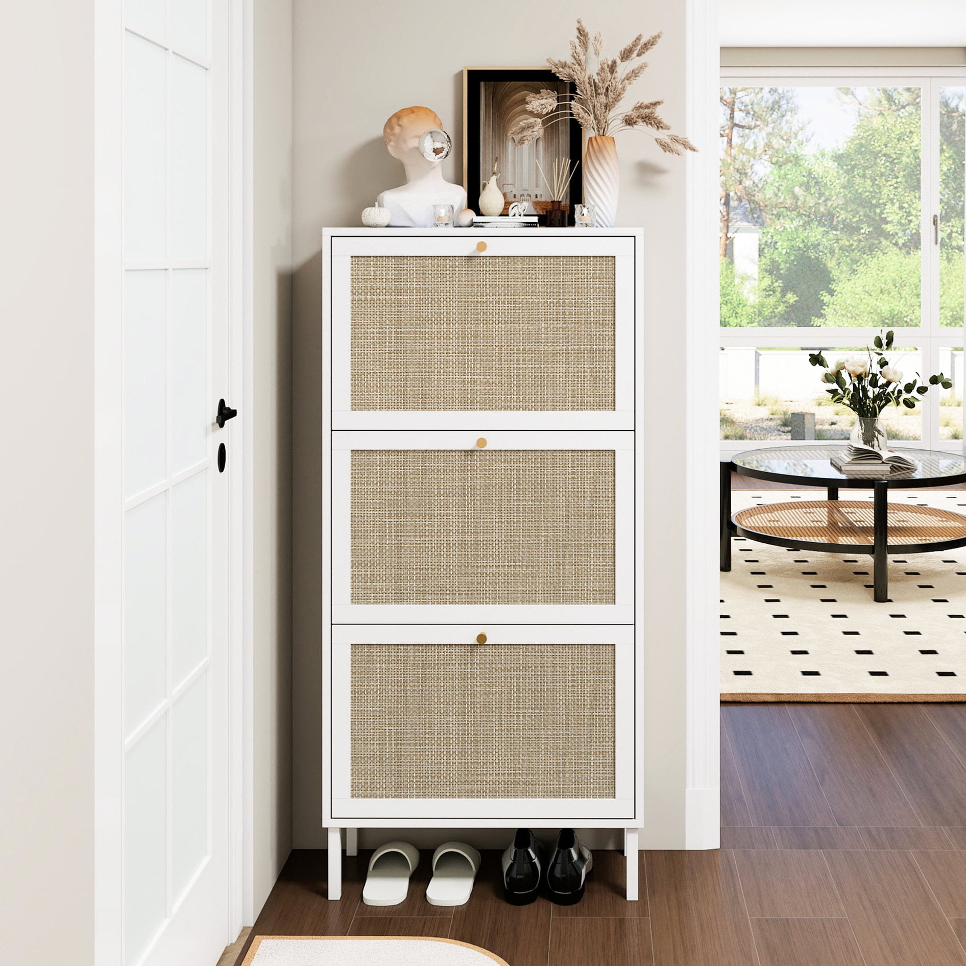Rattan Shoe Storage Cabinet | 44 - Pound Load Capacity for Multiple ...