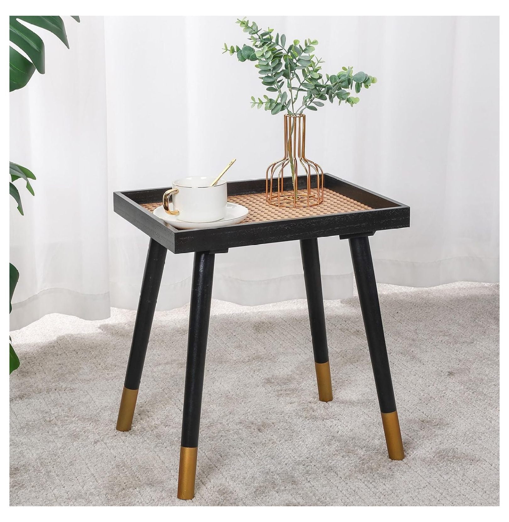 Rattan Side Table,Rectangle Nightstand,Boho Side Table,Small Sofa Table ...