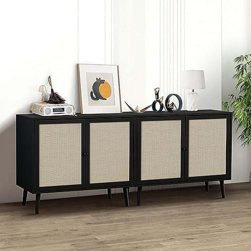 Rattan Sideboard Buffer Cabinet Modern Credenza Kitchen Buffer Cabinet ...