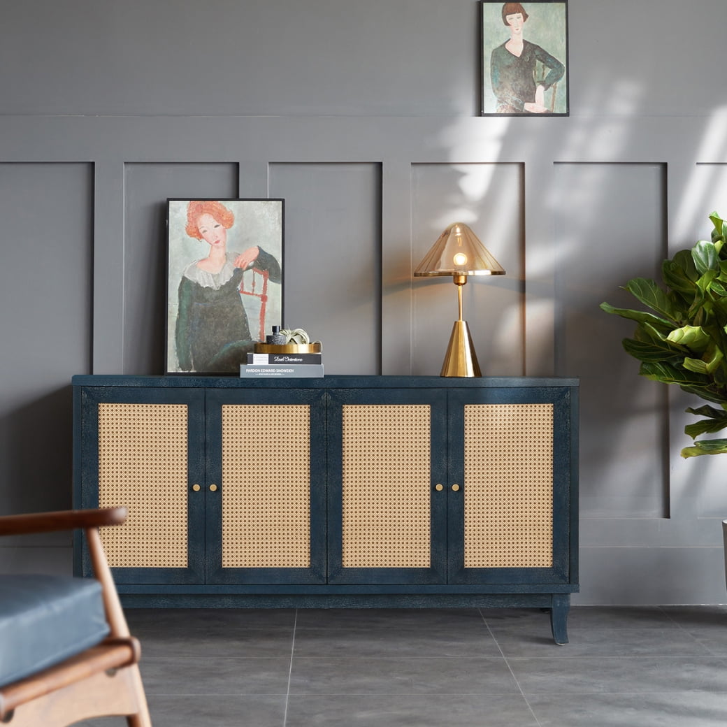 Rattan Sideboard Buffet Server Cabinet with Storage,Entryway Large ...