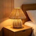 Rattan Small Bedside Table Lamp for Bedroom, Boho Mini Table Lamps for ...