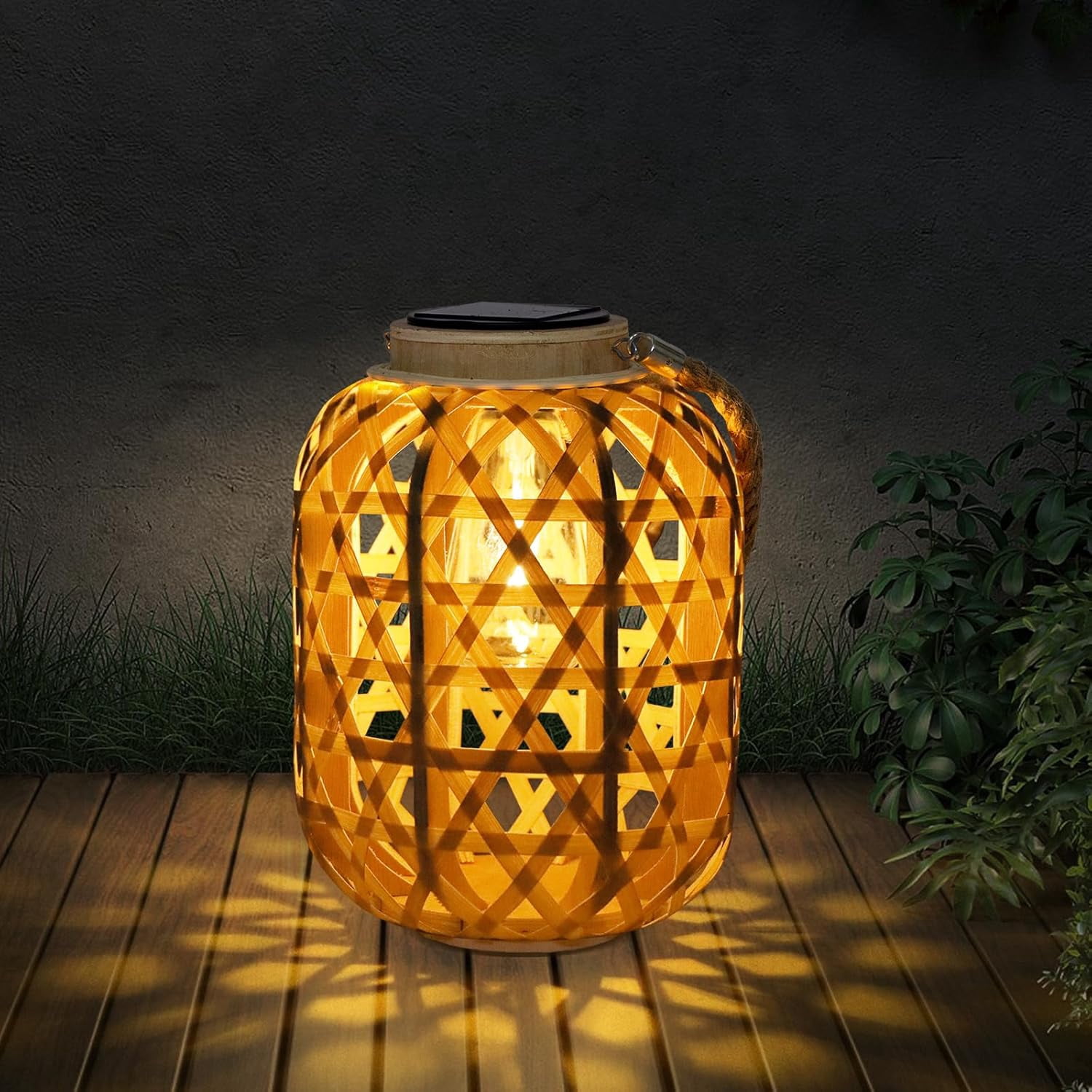 Rattan Solar Lanterns Outdoor,Hanging Solar Lights Waterproof, Country ...