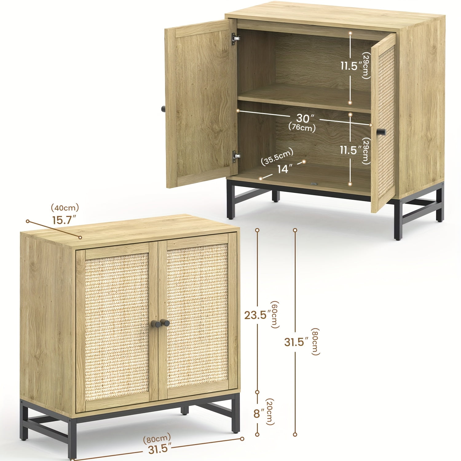 Rattan Storage Accent Cabinet 1pc Rattan Buffets Sideboard Cabinet ...