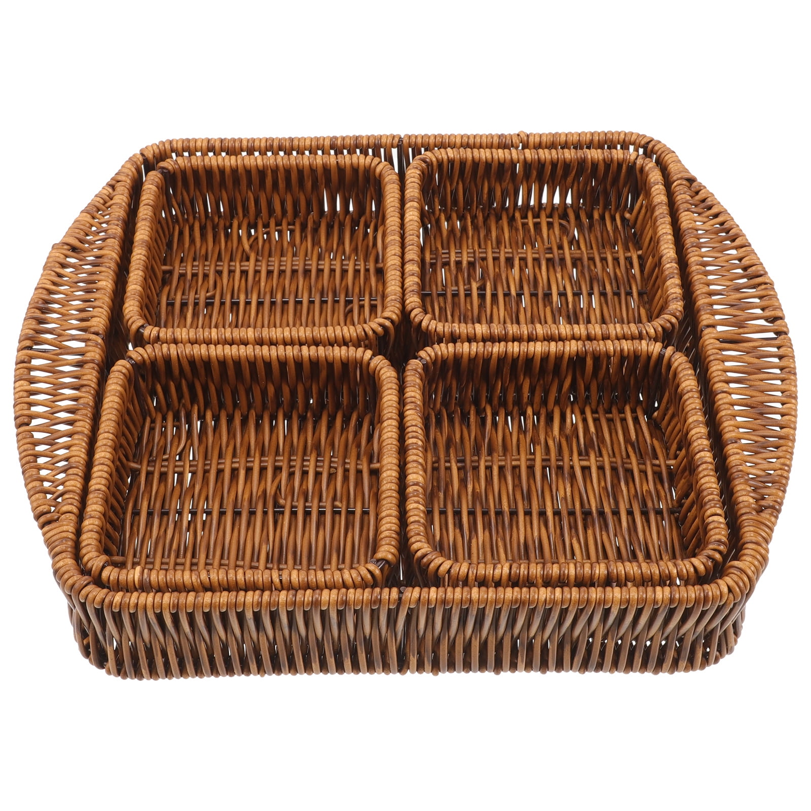Rattan Storage Basket Decorative Dried Fruit Square Veggie Tray Pp ...