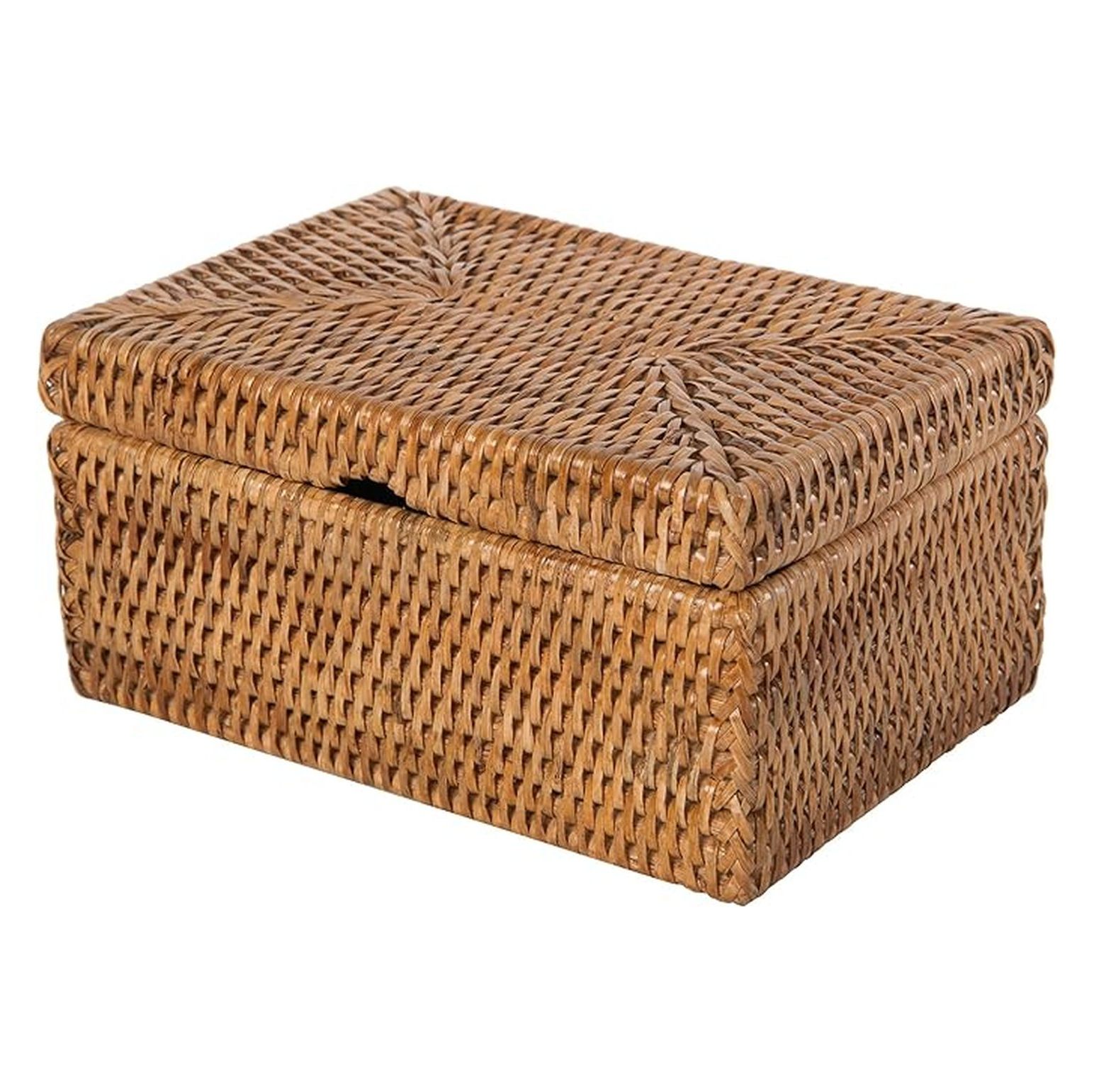 Rattan Storage Box - La Jolla Honey Brown Wicker Box for Wet Wipes ...