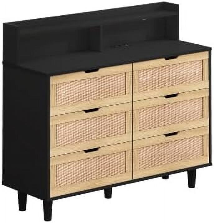 Rattan Storage Cabinet with LED Lights and Power Outlet Free Standing ...