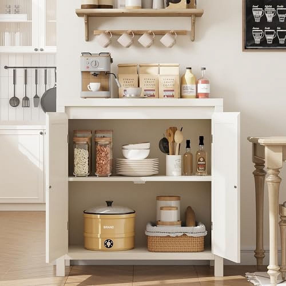 Rattan Storage Cabinet, Wooden Sideboard Buffet Cabinet with Doors and ...