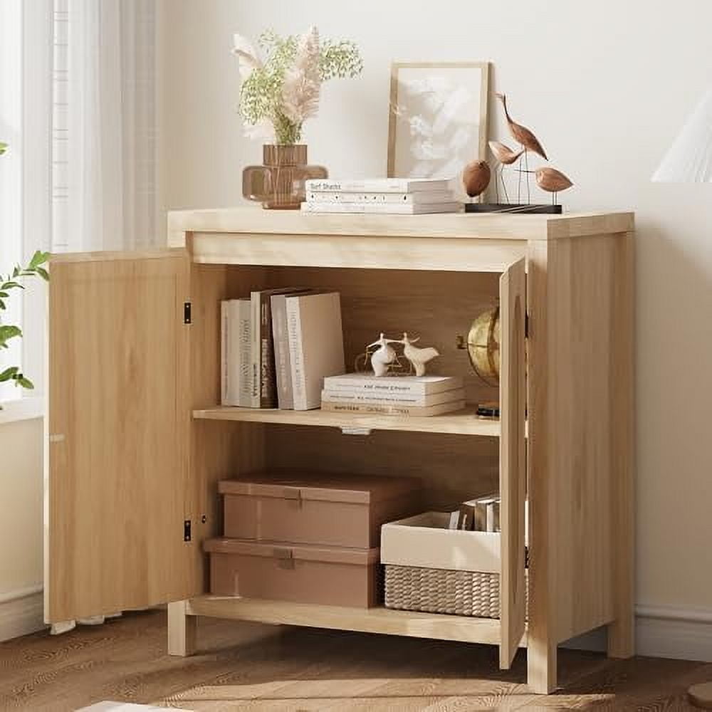 Rattan Storage Cabinet, Wooden Sideboard Buffet Cabinet with Doors and ...