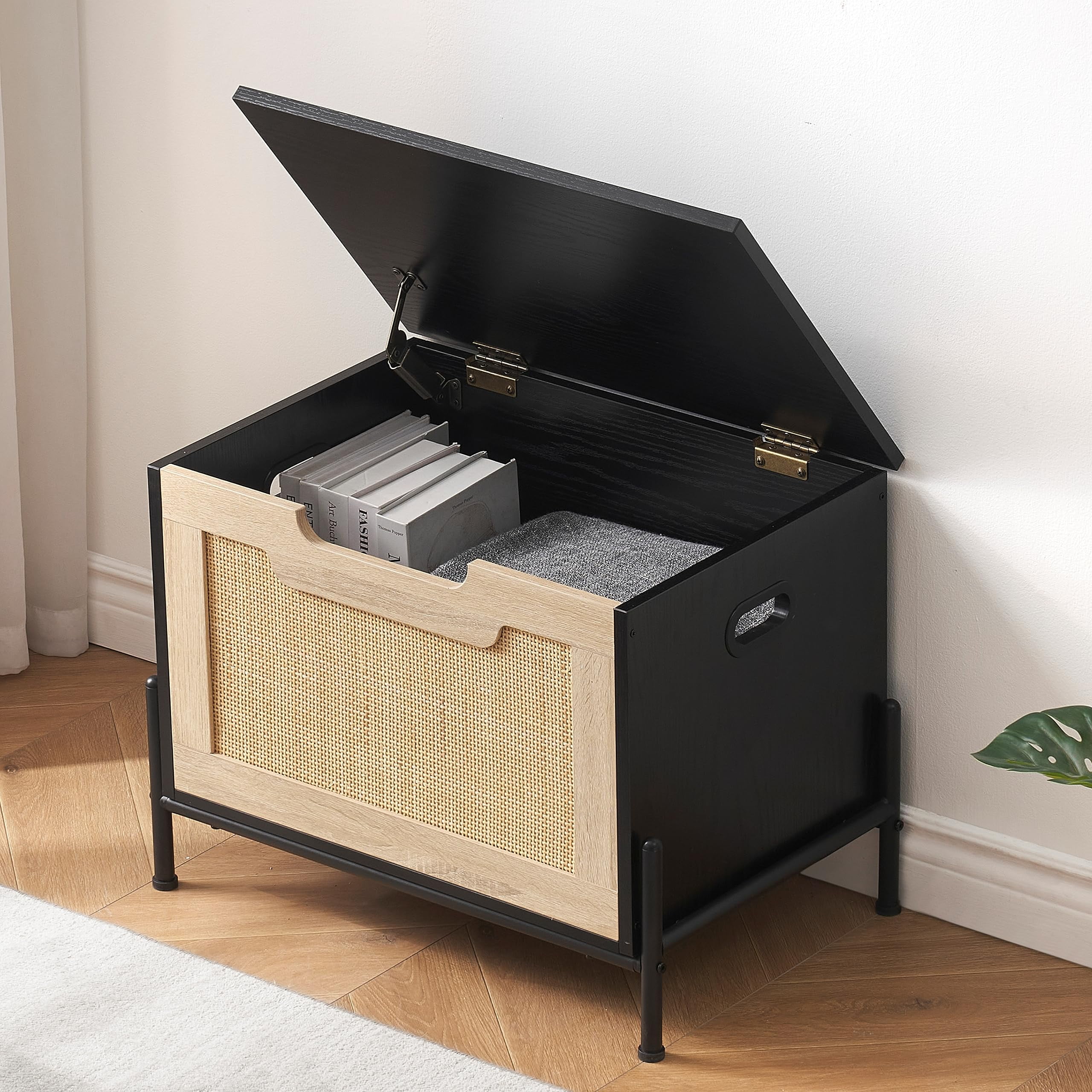 Rattan Storage Chest - Storage Trunk With 2 Safety Hinges, Farmhouse ...