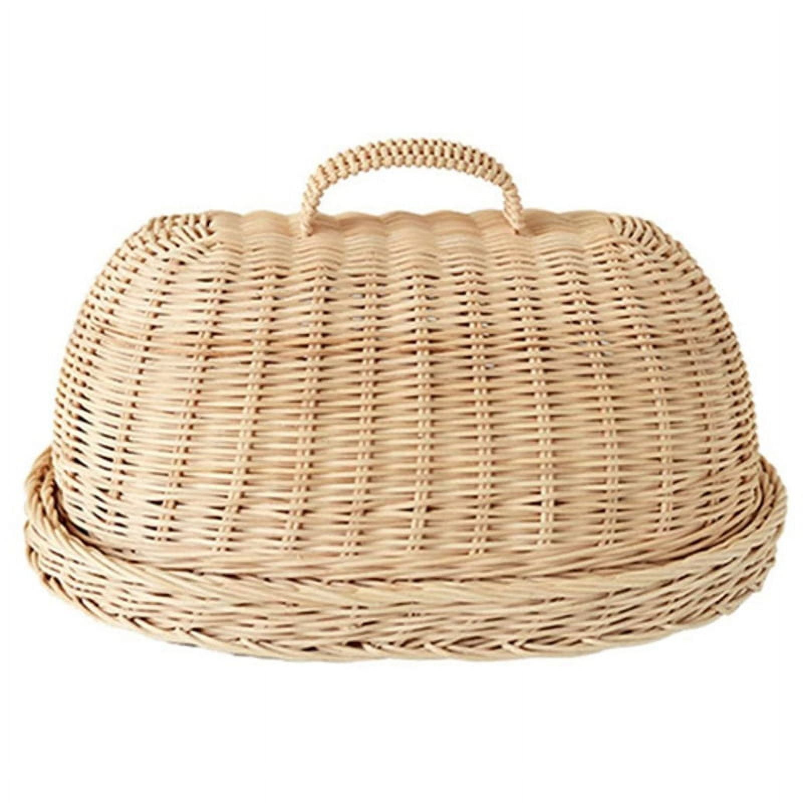 Rattan Storage Tray with Cover,Hand-Woven Wicker Baskets,Bread Fruit ...
