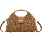 Rattan Straw Crossbody Bag for Women Handwoven Beach Purse with Top ...