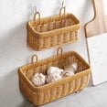 Rattan Style Wall Basket Set of 2, Lightweight Hanging Baskets for Boho ...