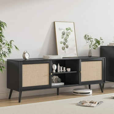 Woven Paths Open Storage TV Stand for TVs up to 80", Espresso - Walmart.com