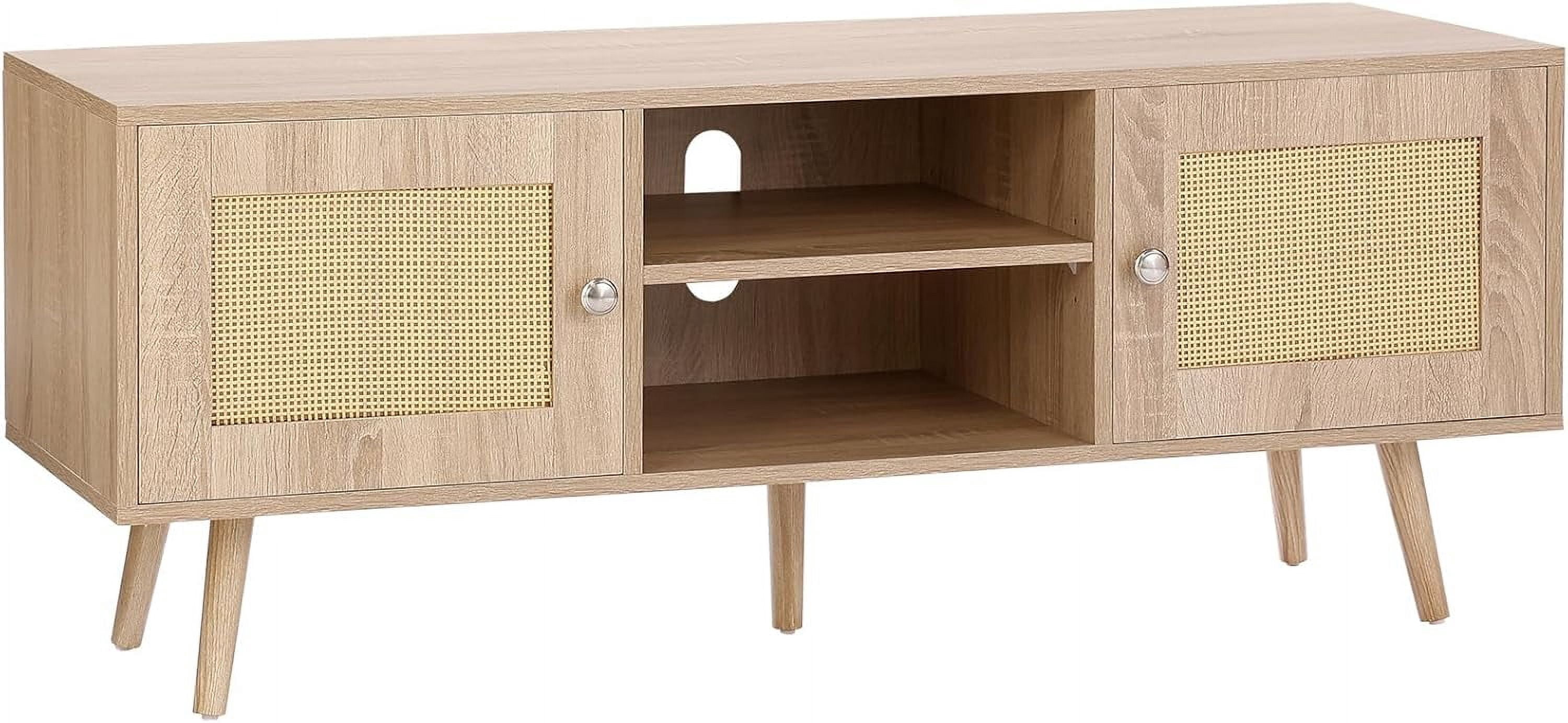 Rattan TV Stand, Boho TV Cabinet for 55 inch TV, Mid Century Modern TV ...