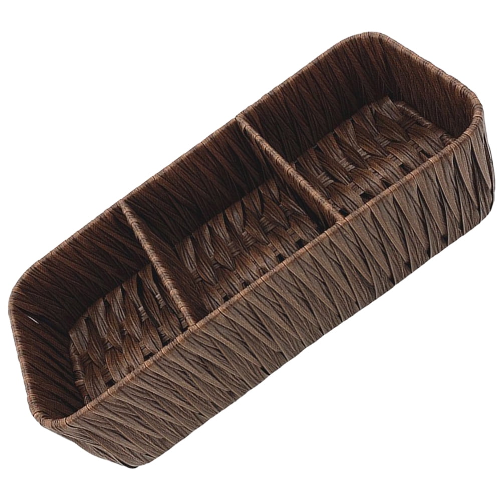 Rattan Three-compartment Box Decorative Woven Storage Basket Baskets ...