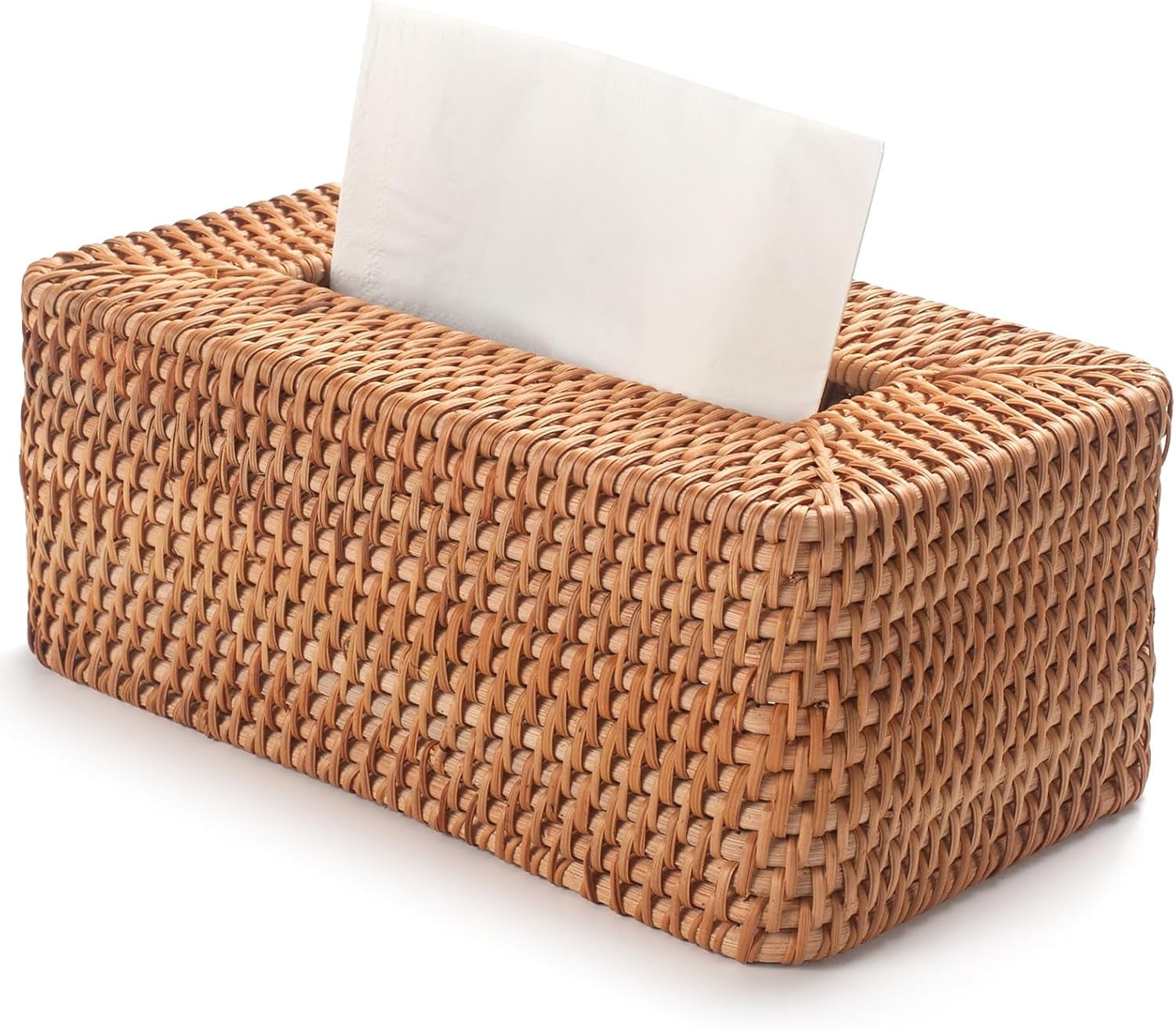 Rattan Tissue Box Cover, Rectangle Wicker Tissue Box Holder, Boho ...