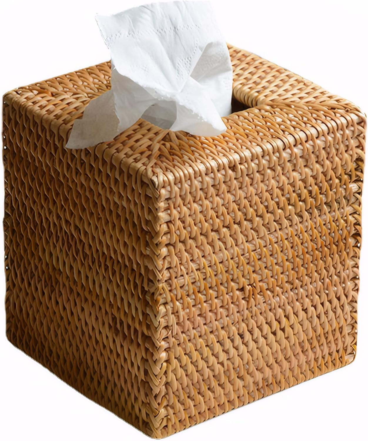 Rattan Tissue Box Cover Square: Hand Woven Wicker Tissue Box Cover ...
