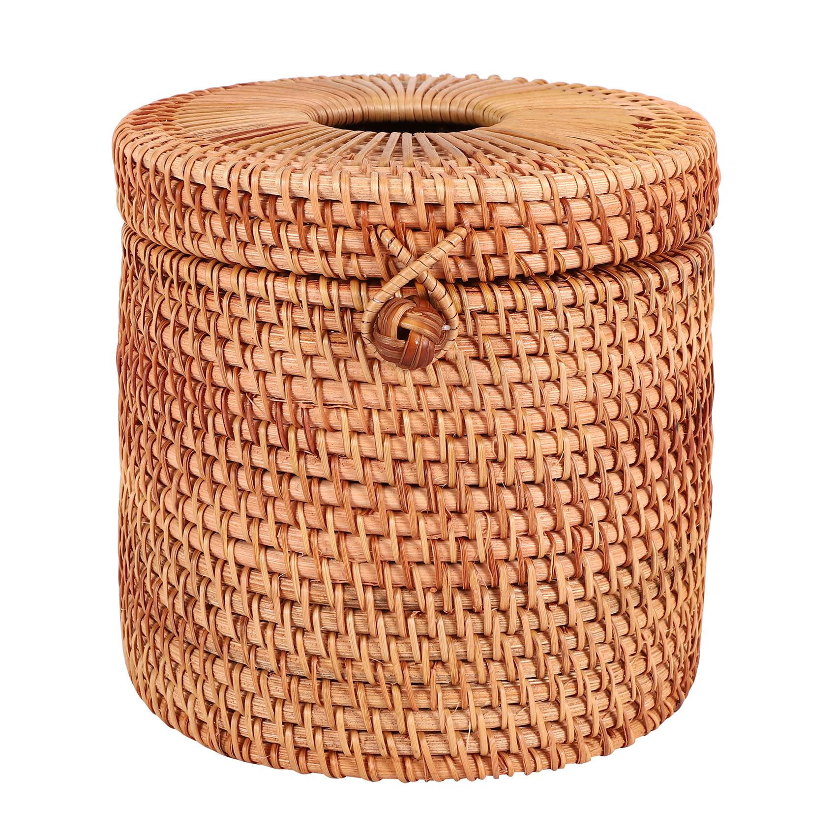 Rattan Tissue Box Toilet Paper Cover Wicker Decorative Holders with Lid ...