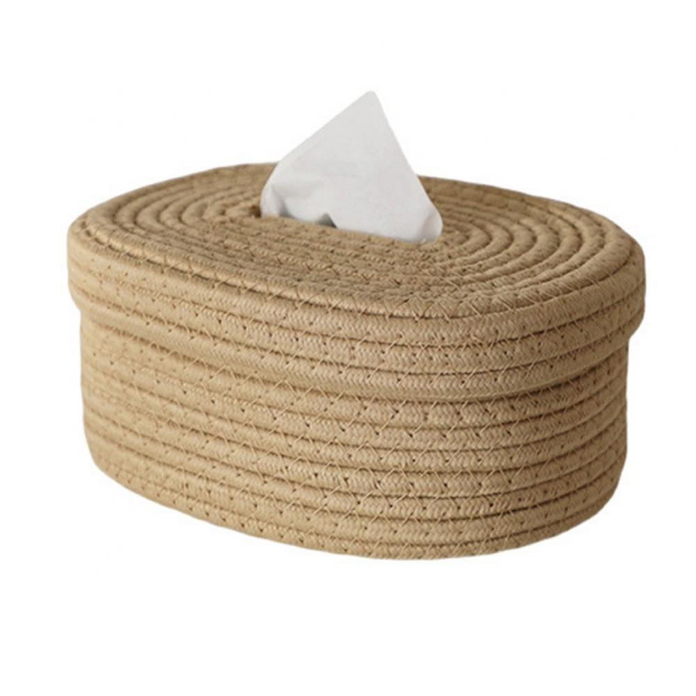 Rattan Tissue Box Toilet Paper Cover Wicker Decorative Holders with Lid ...