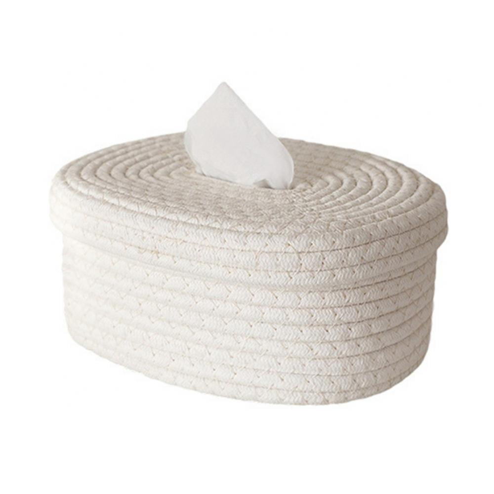 Rattan Tissue Box Toilet Paper Cover Wicker Decorative Holders with Lid ...