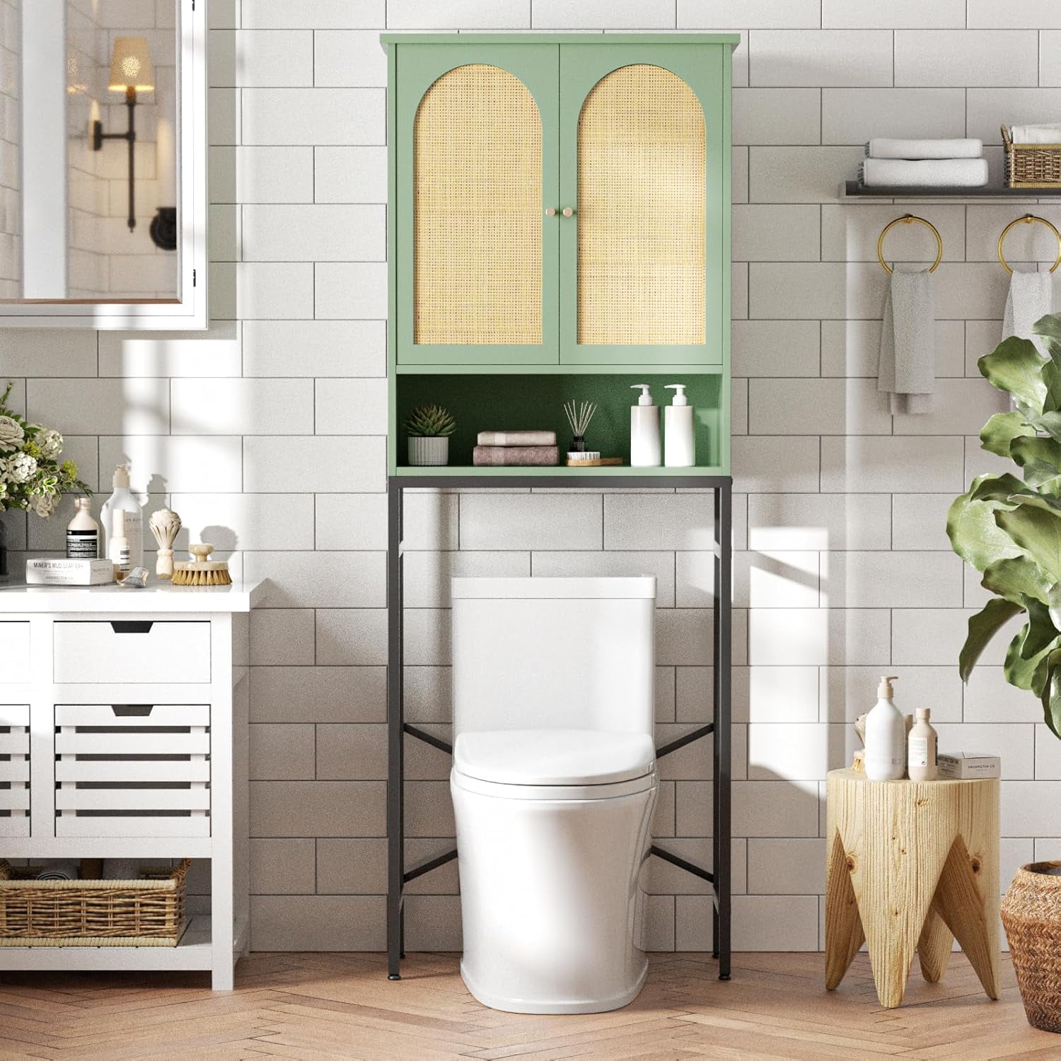 Rattan Over The Toilet Storage Cabinet, Bathroom Organizers and Storage ...