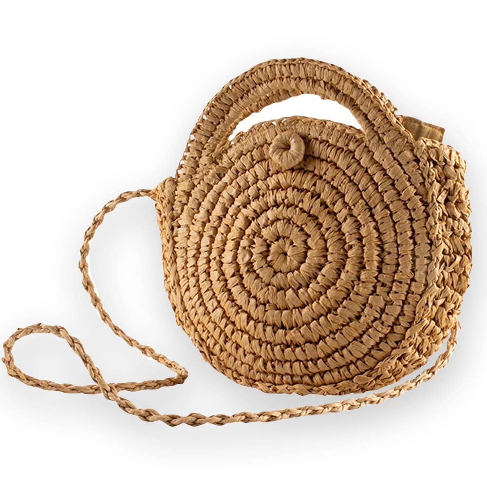 Rattan Top-handle Bag for Women Bohemian Round Straw Tote Bag Beach ...