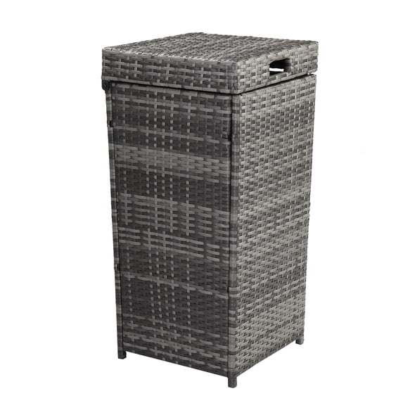 Rattan Trash Can with Top Cover, Indoor/Outdoor Use, PE Rattan, Retro ...