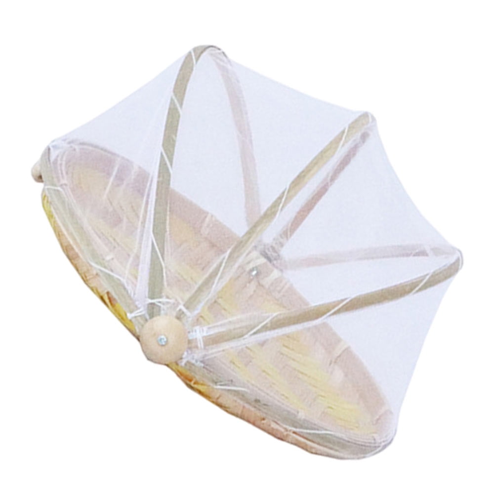 Khaki Woven Food Container with Net Cover for Home Storage and Display ...
