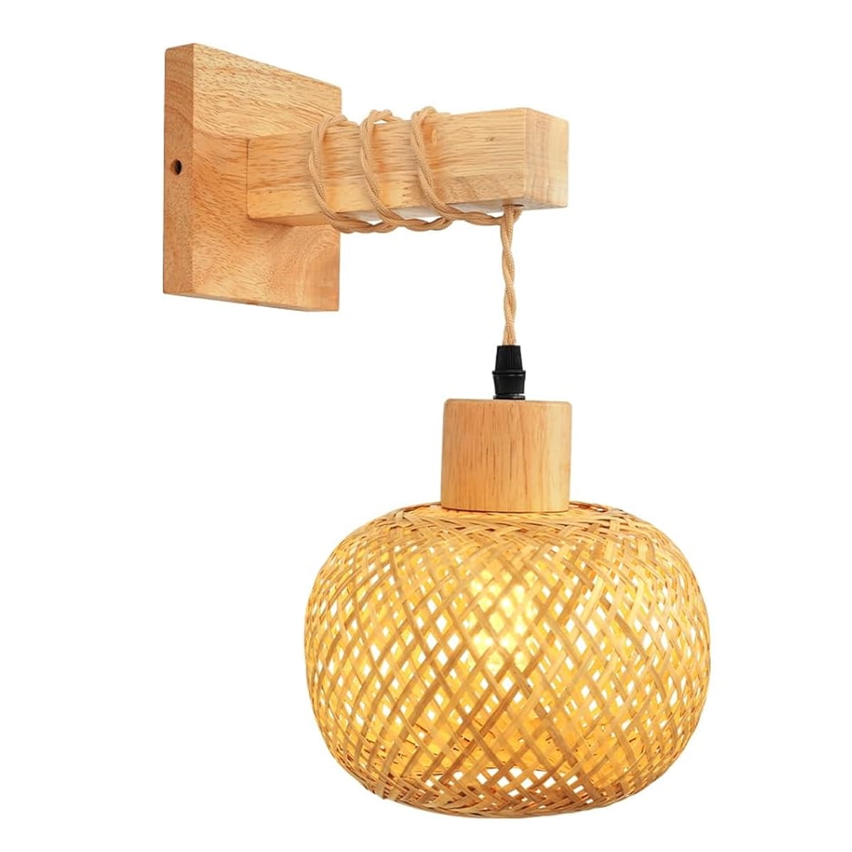 Rattan Wall Sconce Lighting, Boho Vintage Sconces for Indoors, Natural ...