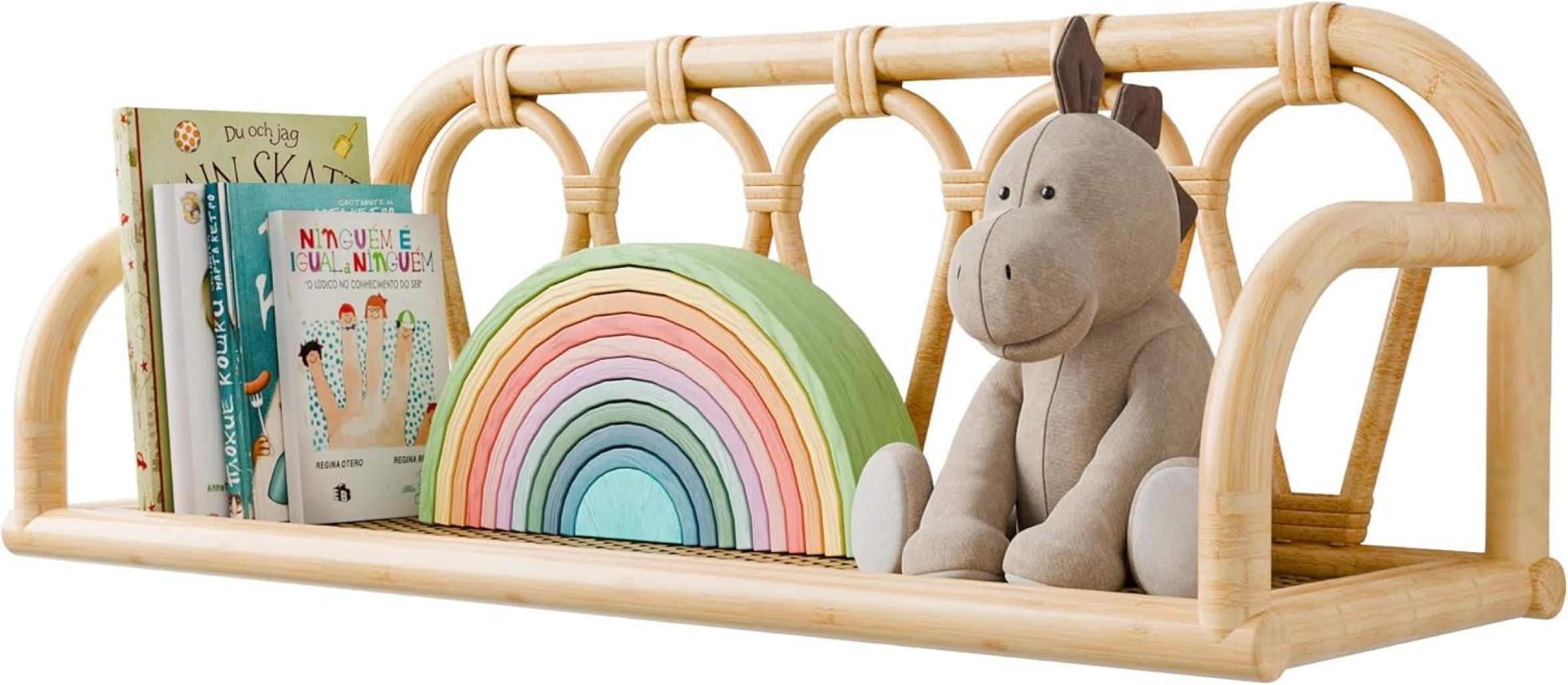 Rattan Wall Shelf - Natural Boho Wicker Shelf, Decorative Shelves for ...