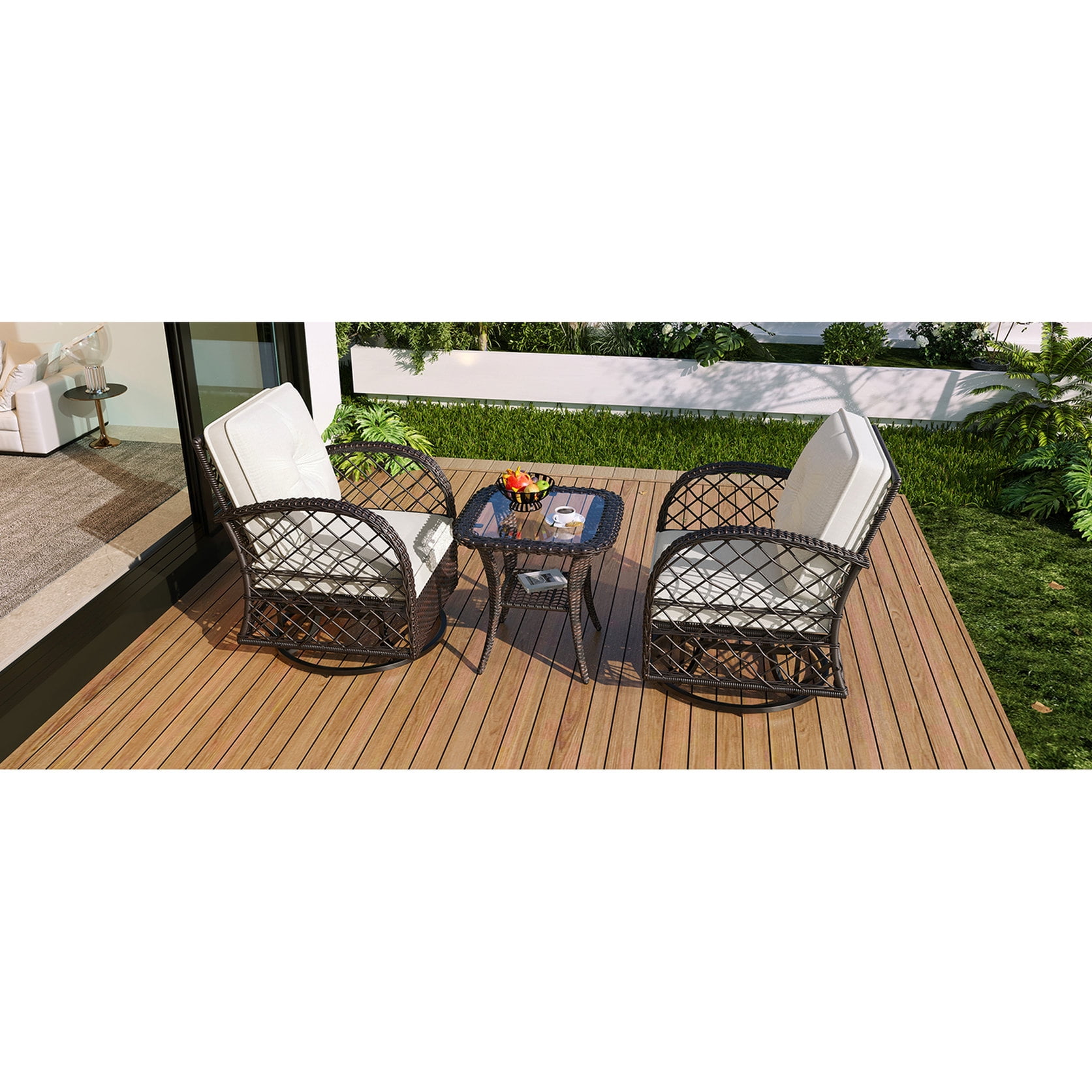 Rattan Weave Design 2-person Outdoor Set / Versatile for Various ...