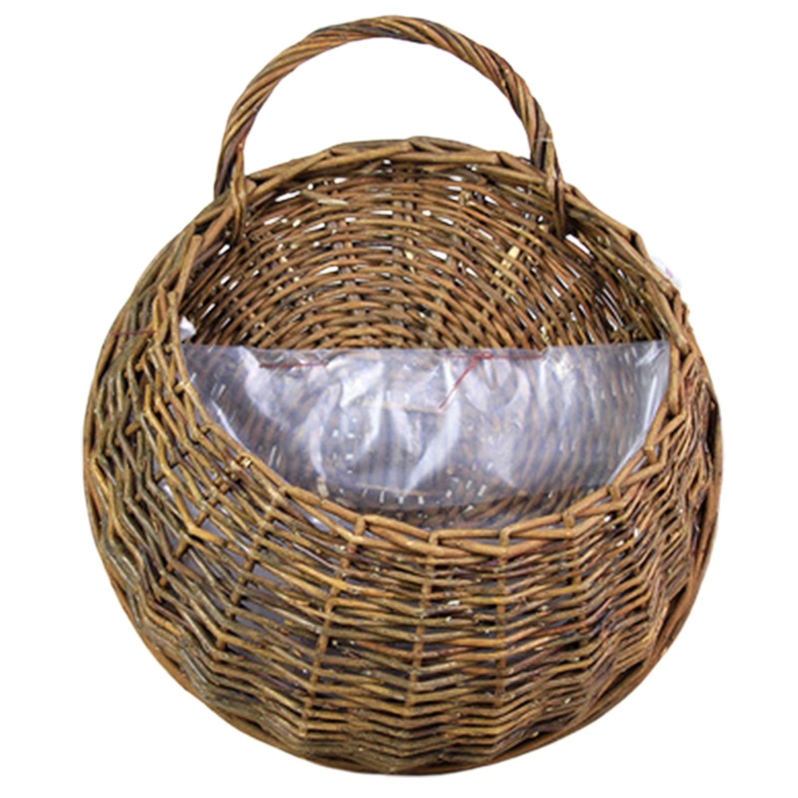 Rattan Wicker Hanging Flower Pot, Half Round Rattan Railing Planter ...