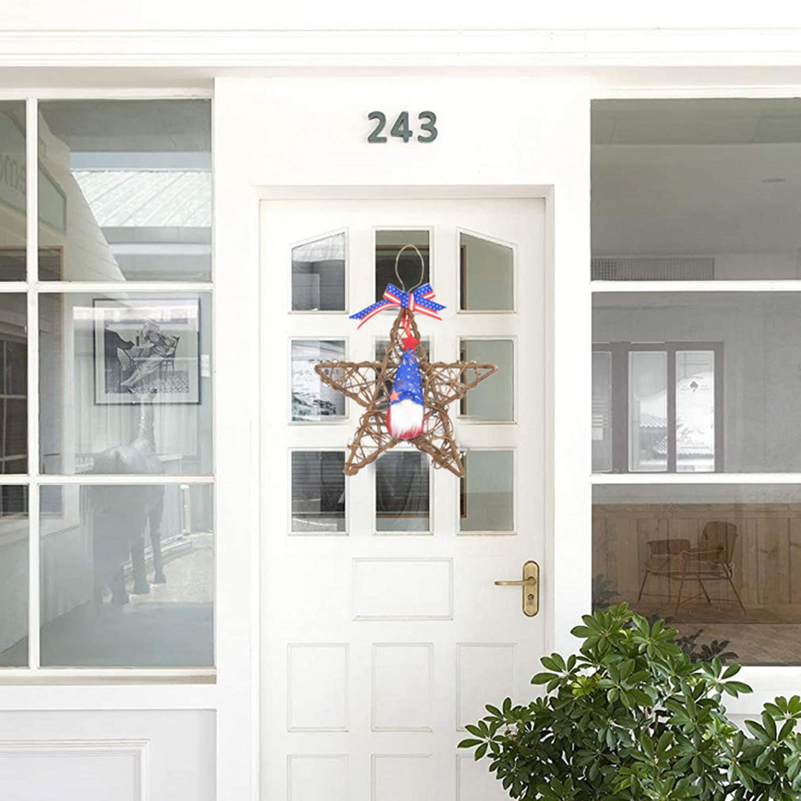 Rattan Wicker Star Independence Wreath for Front Door , 40x30cm ...