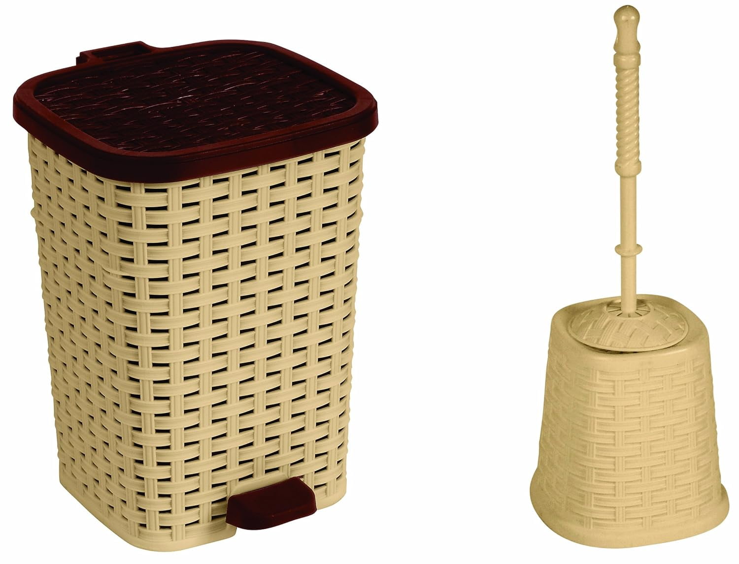 Rattan (Wicker Style) Bathroom Set Toilet Brush and 6 Liter Compact ...