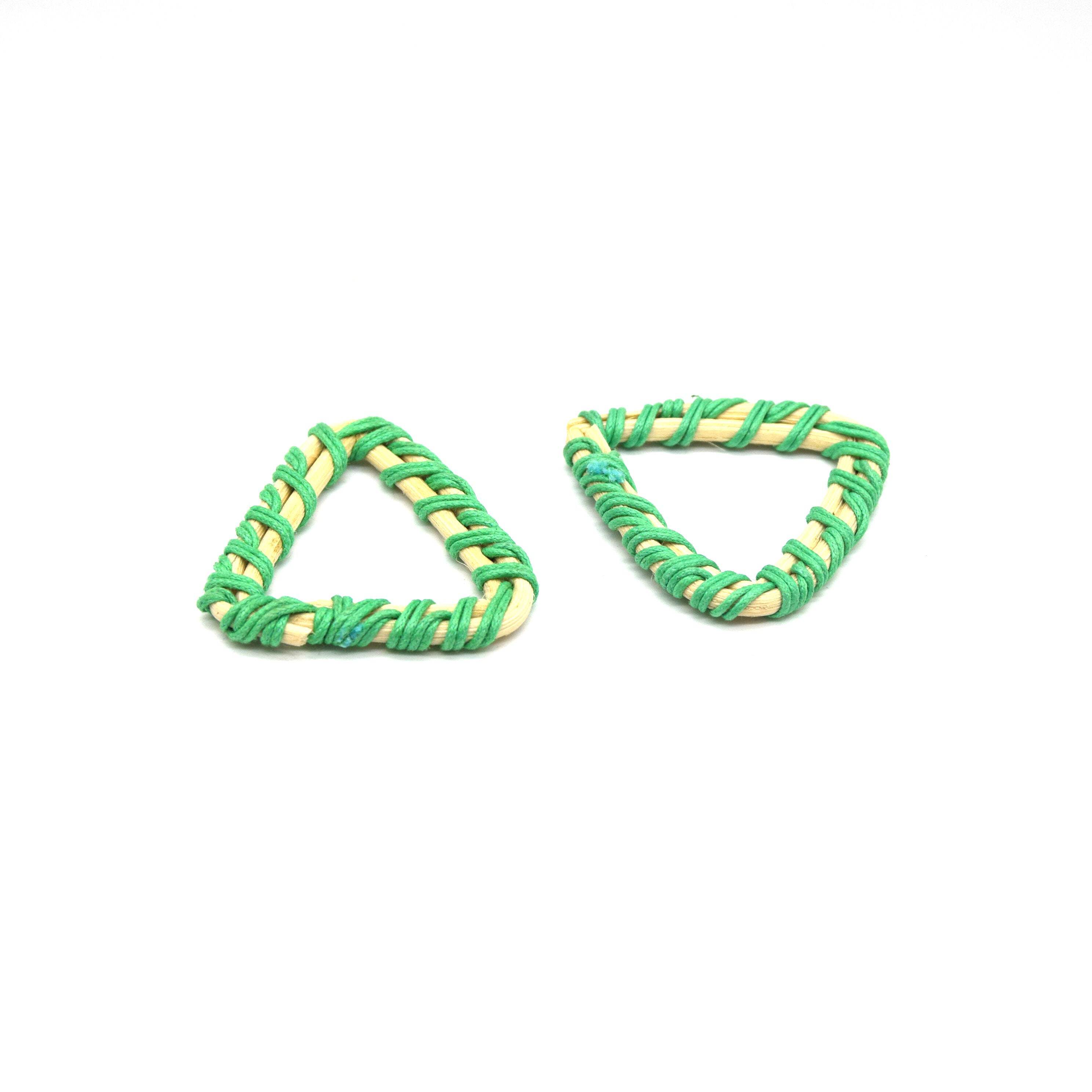 Rattan Wood Earring Finding |(Pair) Handmade Natural Green Interwoven ...
