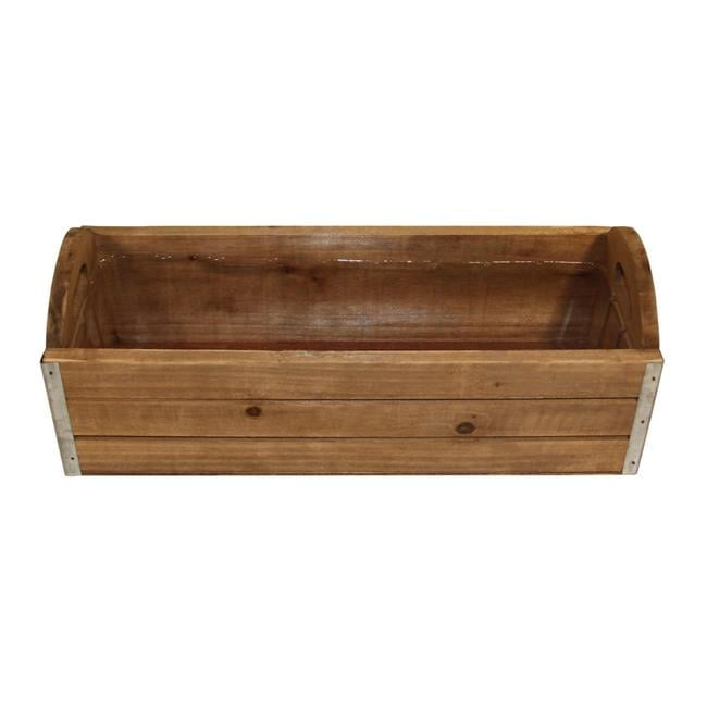 Rattan Wooden Ledge Planter with Metal Border Accents - Walmart.com