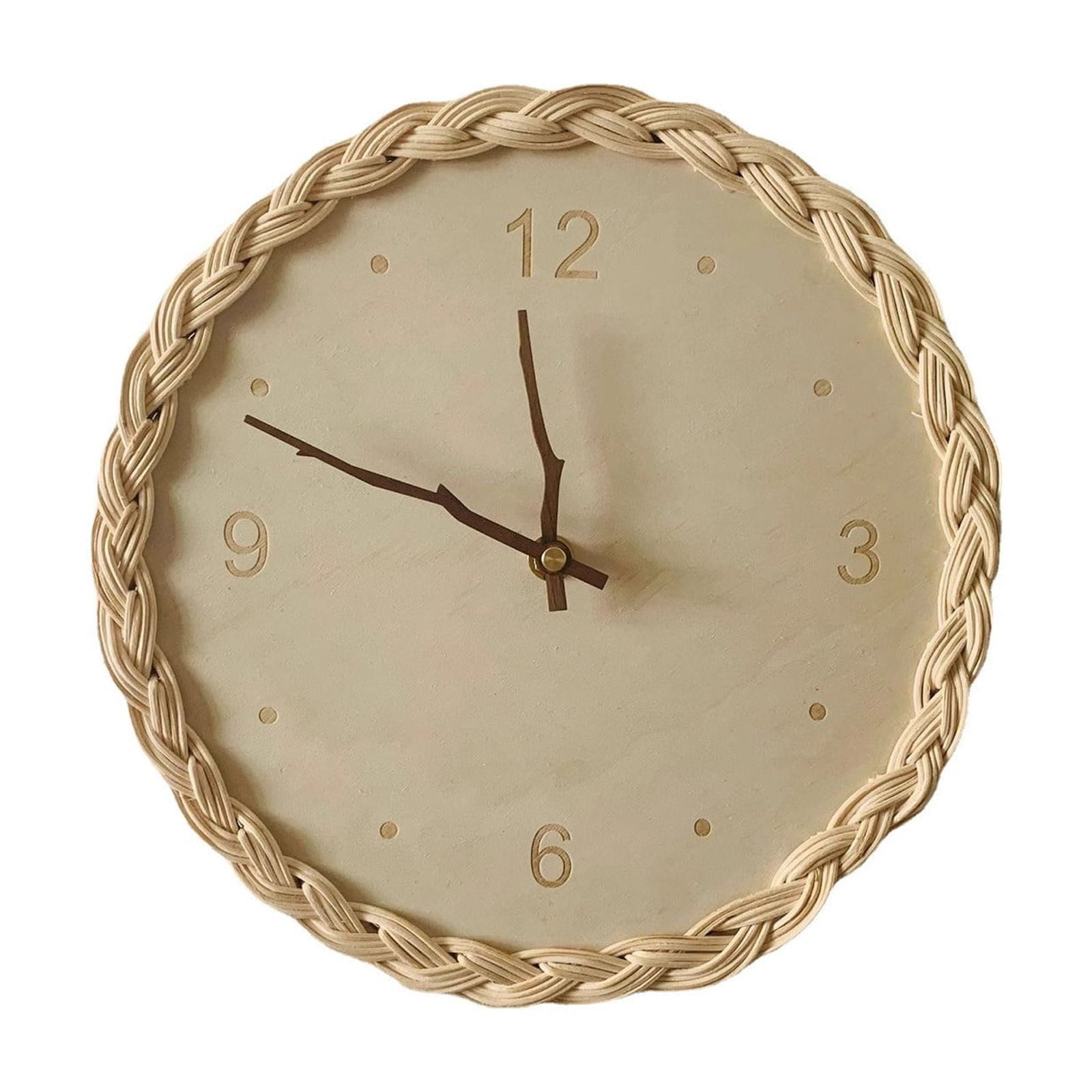 Rattan Woven Digital Silent Wall Clock - Circular Minimalist Homestay ...