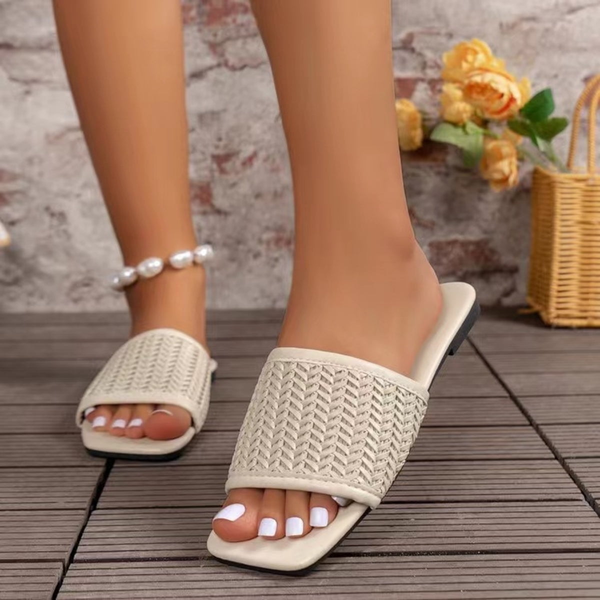 Rattan Woven Flat Sandals - Walmart.com