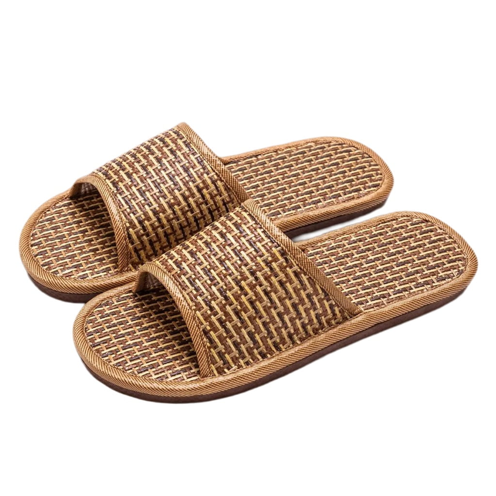 Rattan Woven House Slippers Lightweight Linen Slippers Indoor House ...