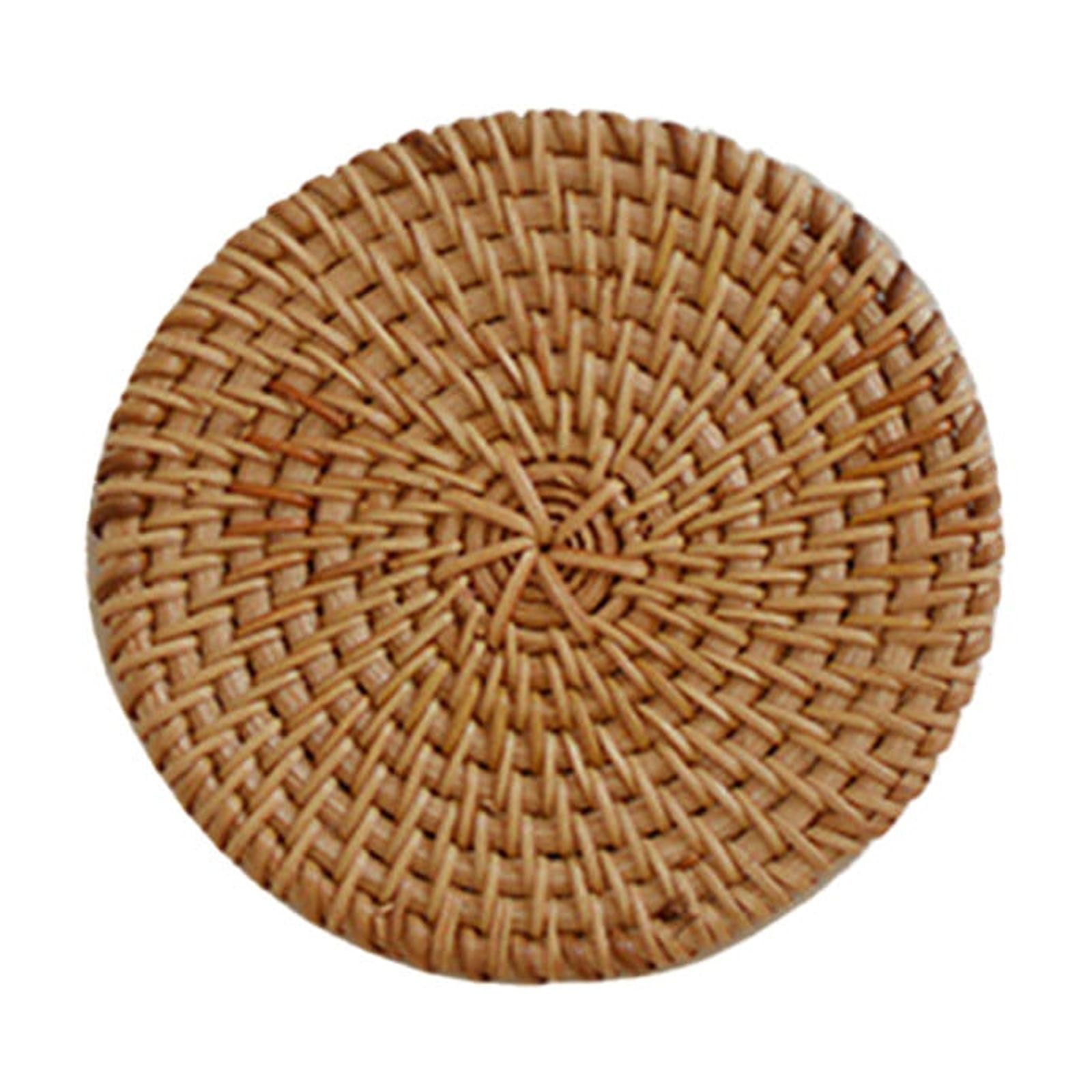 Rattan Woven Mat – 6.3x6.3 in, Brown – Multi-Purpose Heat Insulation & Pot Holder – Durable ...