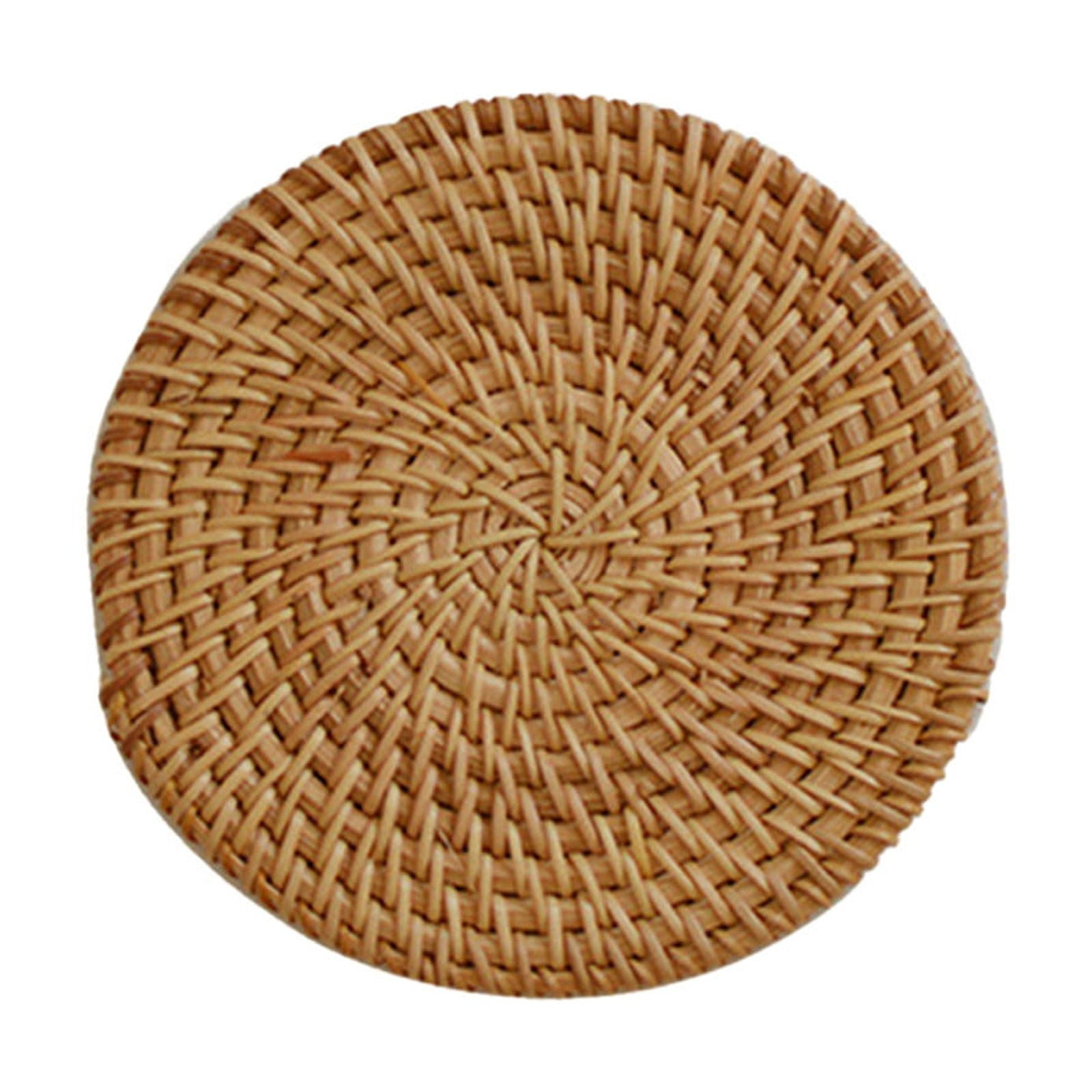 Rattan Woven Mat – 6.3x6.3 in, Brown – Multi-Purpose Heat Insulation & Pot Holder – Durable ...